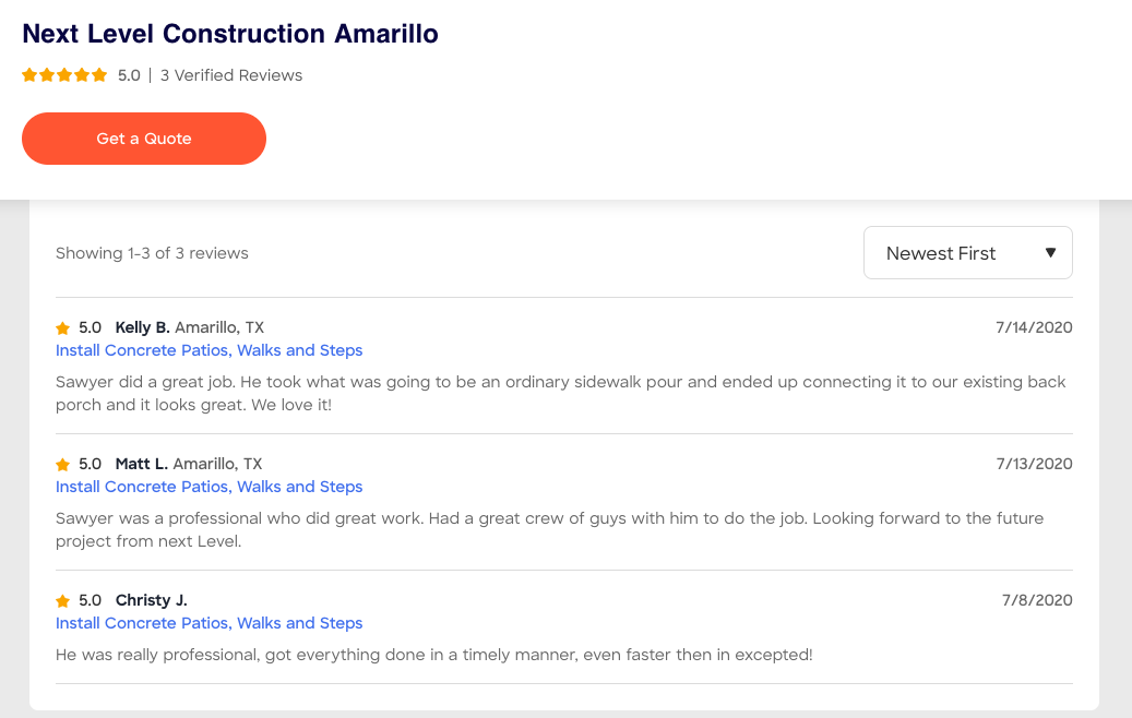 Testimonials - Next Level Construction